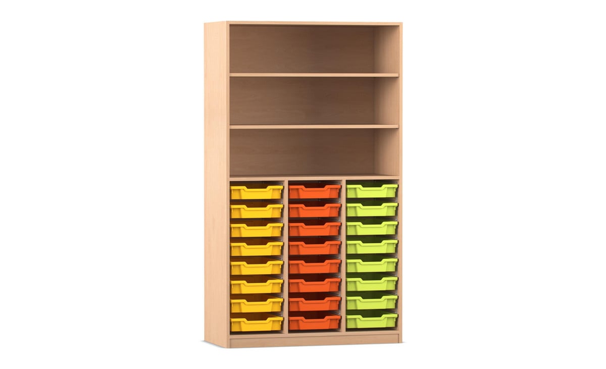 Flexeo® Hochregal PRO, 3 Reihen, 24 Boxen Gr. S, 3 Fächer | betzold.ch