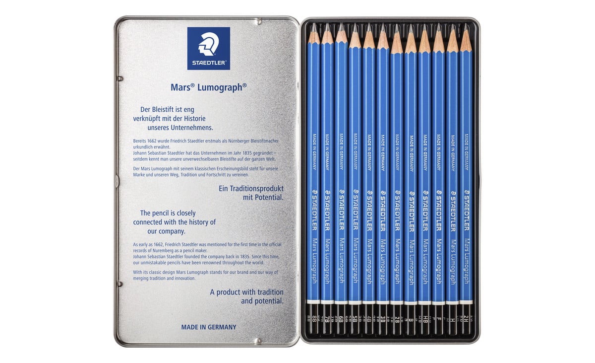STAEDTLER Mars® Lumograph® Bleistifte im Metalletui, 12 Stück | betzold.ch