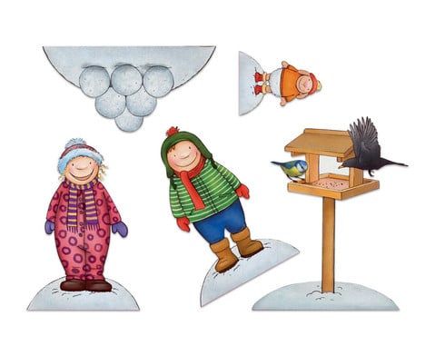 Emma und Paul erleben den Winter. Spielfiguren für die Erzählschiene ...